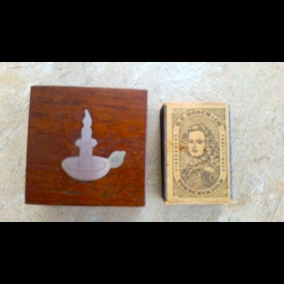 Antique | Accents | Antique Wood Silver Inlay Matchbox Carrier Holder ...